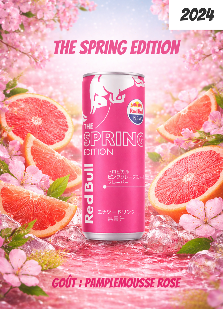 Red Bull The Spring Edition Pink Grapefruit 2024 : une édition florale ...