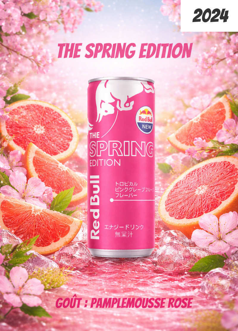 Red Bull The Spring Edition Pink Grapefruit 2024 : une édition florale ...